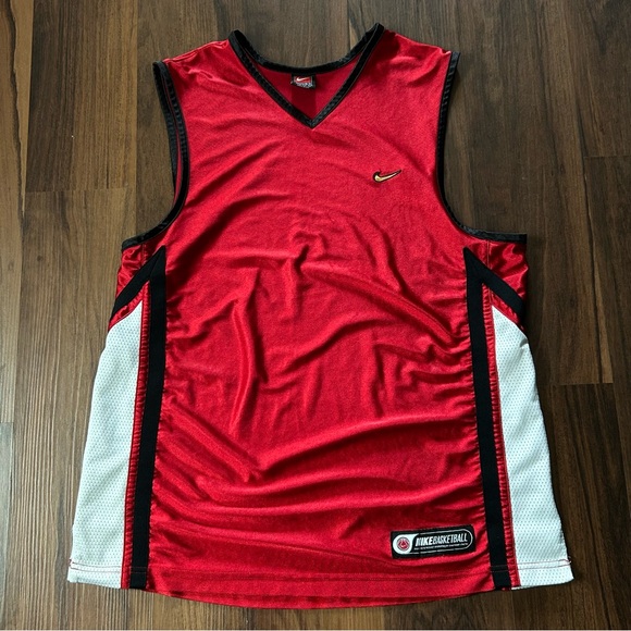 Nike | Shirts | Vintage Nike Team Mens Shiny Red White Gold Swoosh ...